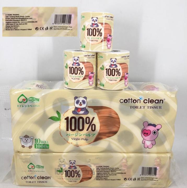 Cotton clean Virgin Pulp Tissue Soft Virgin Pulp Tissues 10 ROLLS ...
