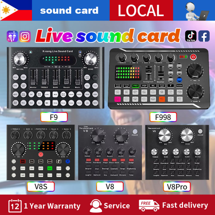 【Local Seller 24h Ship】V8/F998 Live Sound Card For PC Cellphone YouTube ...