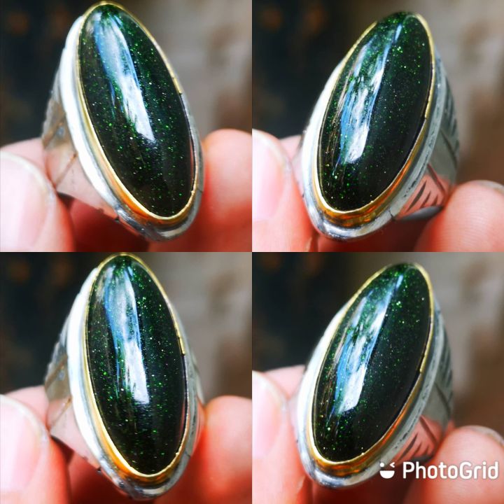 Cincin Batu Akik Black Opal Tintin Model Pandan Ring Tanam | Lazada ...