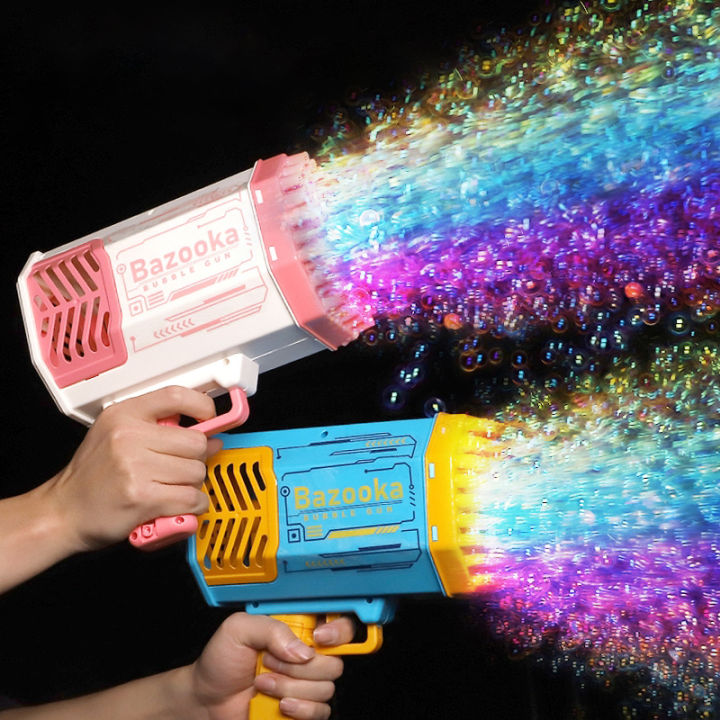 ⚡ลดกระหน่ำ⚡Kmoist ขนาดใหญ่ เครื่องทำฟองสบู่ 69/60หลุมไฟฟ้า Gatling Rocket bubble blaster ของเล่น ...