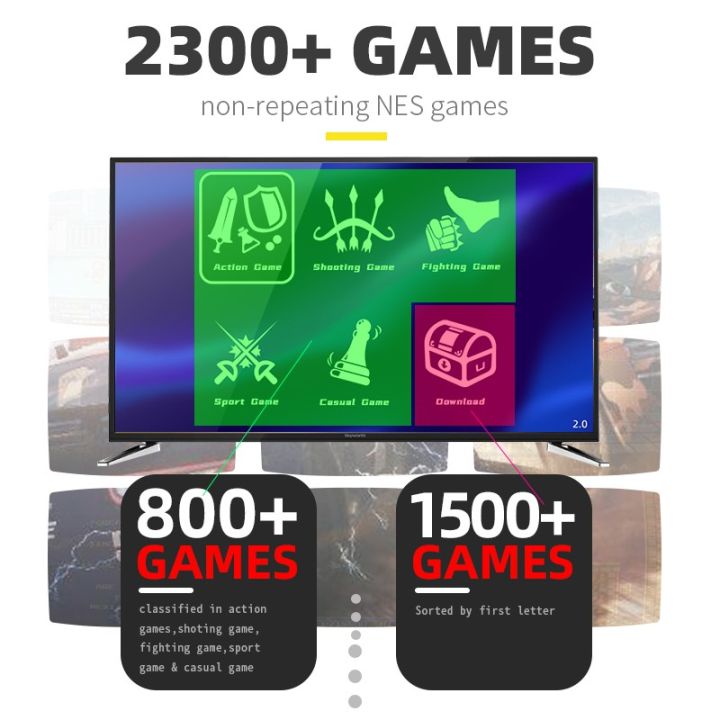 DATA FROG USB Wireless Handheld TV Video Game Console Build In 1800 ...