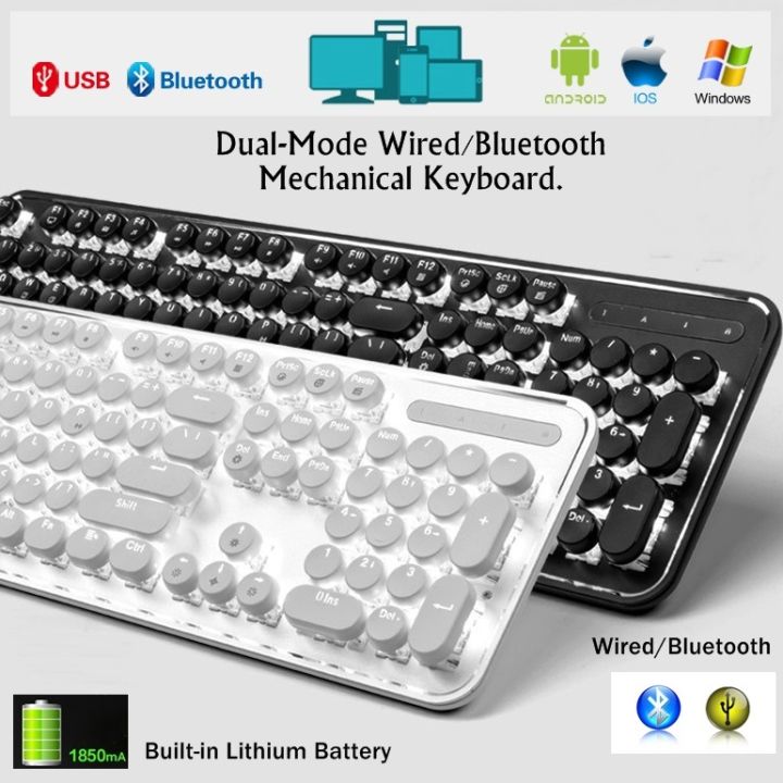 RK960 hotswappable keyboard three Mode Mechanical Keyboard Retro Round ...