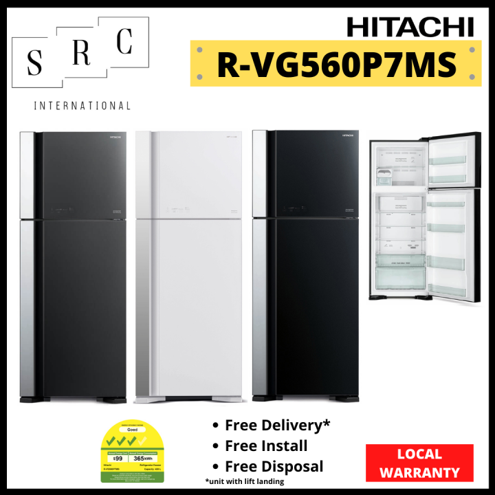 Hitachi R-VG560P7MS 2-door fridge 450L (Gift: WMF MINI PAN 18CM (worth ...