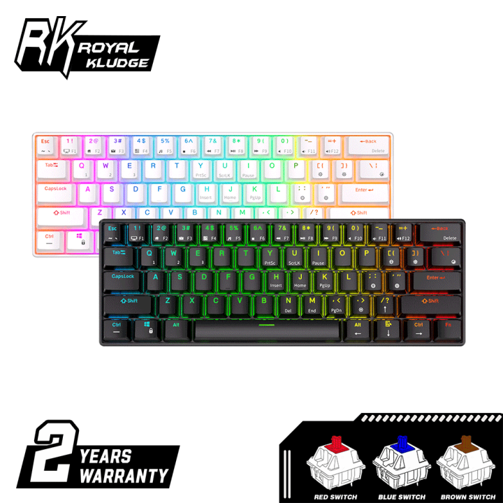 Royal Kludge RK61 Tri Mode RGB 61 Keys Hot Swappable Mechanical ...
