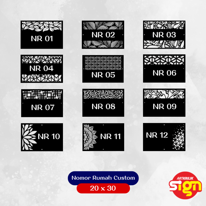 Custom Nomor Rumah Premium Print UV Laser Cut Plat Nomor Rumah Modern ...