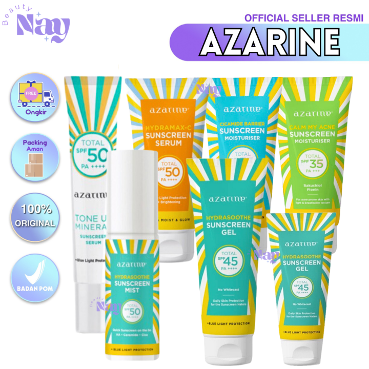 Azarine sunscreen hydrashoothe gel spf 45 sunscreen mist hydramax clay ...