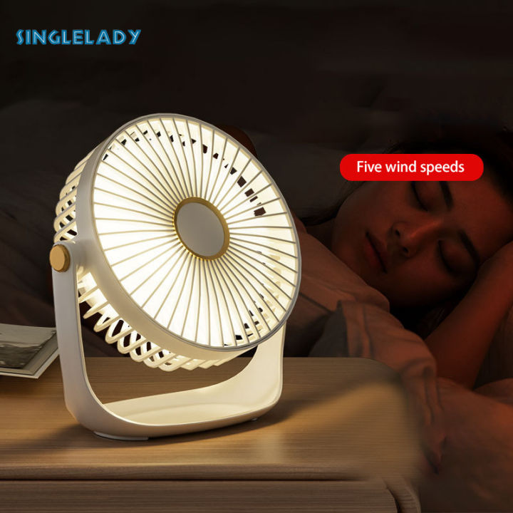 SINGLELADY Nightlight LED With usb charging fan Small desktop fan mute ...