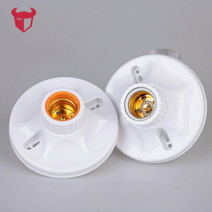 E27 Ceiling Receptacle Light Bulb Socket Round Plastic Base Plug
