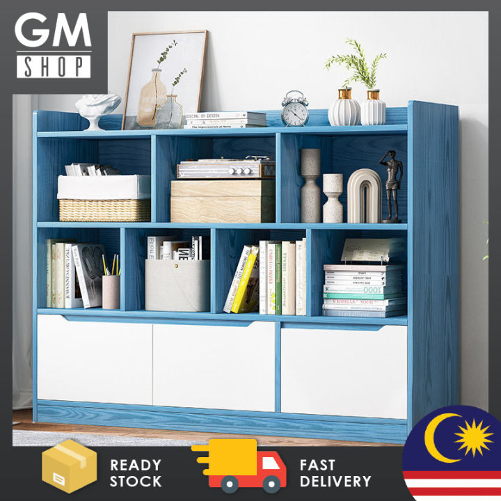 GMshop Home Student Bookshelf Wooden Storage Bookcase With Invisible ...
