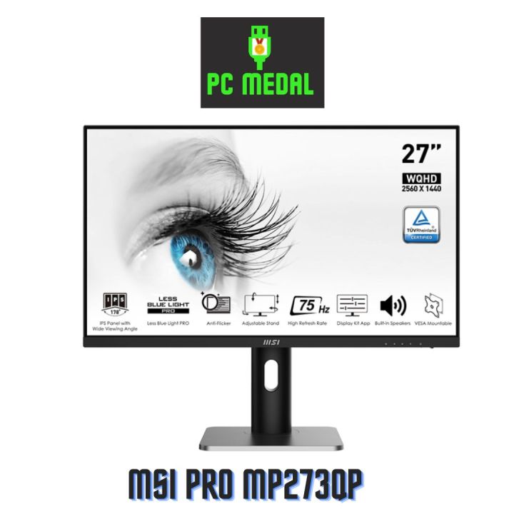 MSI PRO MP273QP 27" Monitor, Adjustable, WQHD (2560 x 1440), 75Hz, IPS, 5ms, 2x HDMI ...