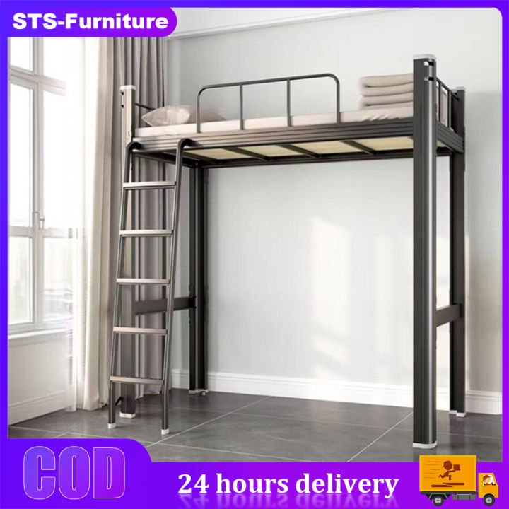 Single Elevated Bed Lron Bed Dormitory Student Double Iron Bed 180 * 200 * 90/120CM Apartment ...