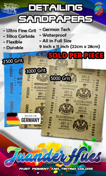 Detailing Sandpaper 2500, 3000, 5000 Ultra Fine Grit Silica Carbide ...