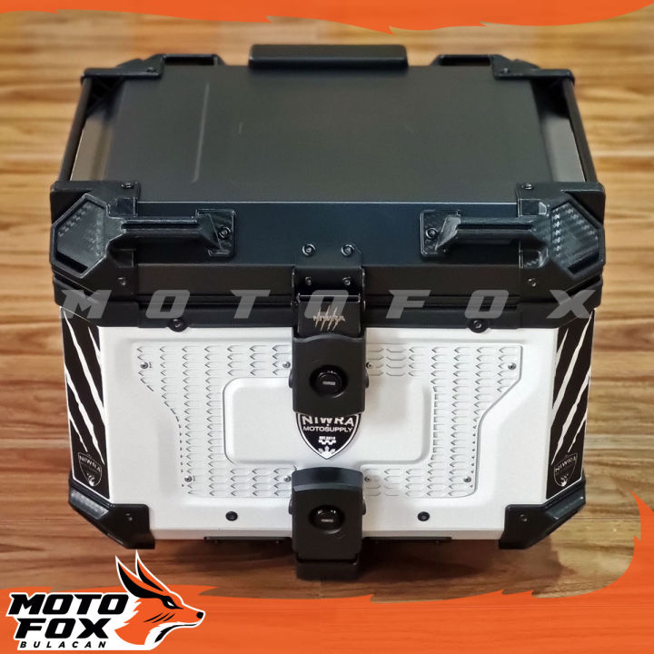 NIWRA Raptor White, Titanium, Black 45L / 45 Liters Alloy Topbox for ...