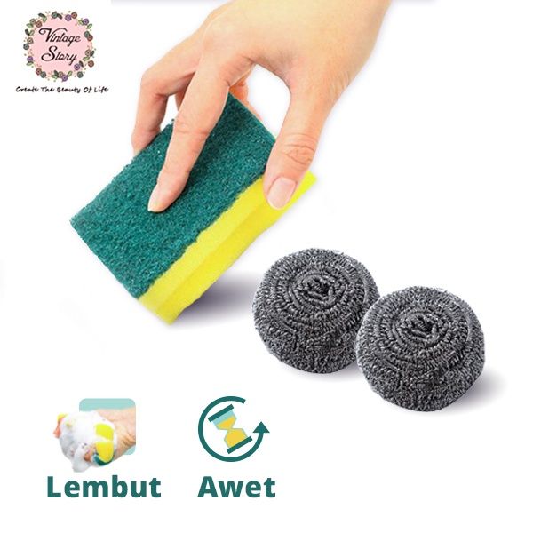 Set 1 Spons & 2 Sabut Sikat Kawat Cuci Piring | Lazada Indonesia