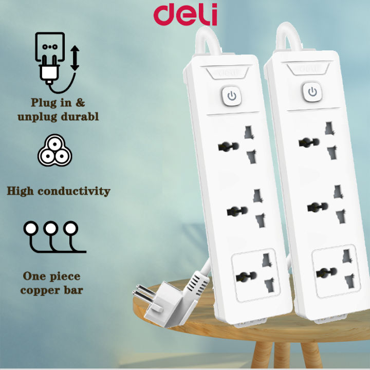 Deli 3 5m Universal Extensio Socket Extension Cord Office Household Extension Wire Socket