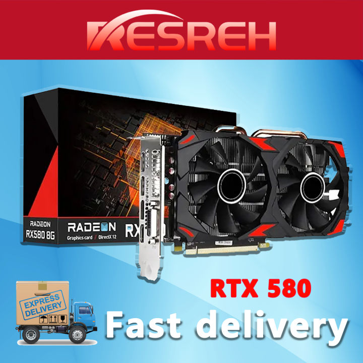 RESREH Brand new Graphics Card RX580 8GB AMD GDDR5 256Bit Computer ...