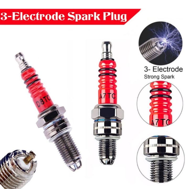 1 Racing Spark Plug 3 Electrode High Performance A7tc/D8tc for Gy6 Cg ...