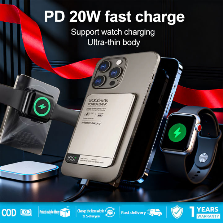 Mini portable magnetic power bank Wireless Battery Pack Gen2 5000mah ...
