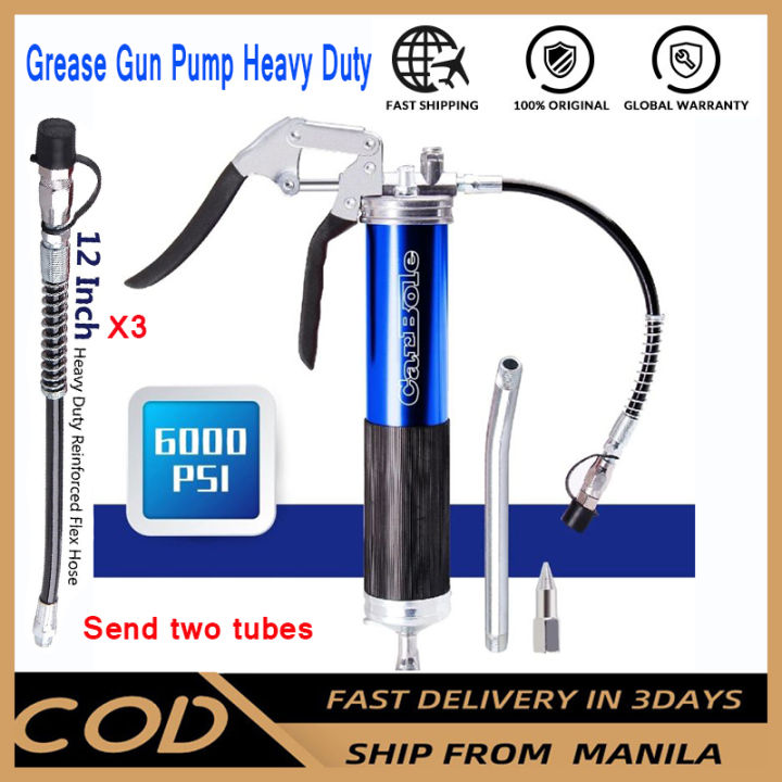Grease Gun Pump Heavy Duty 6000PSI 14 Oz 12" Flex Hose Pistol Grip ...