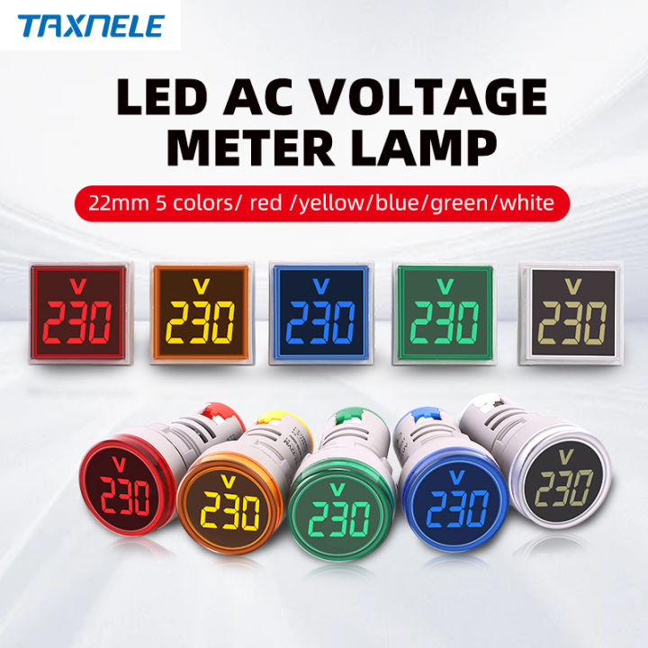 22MM AC 50-500V Voltmeter Square Panel Round Panel LED Digital Voltage ...