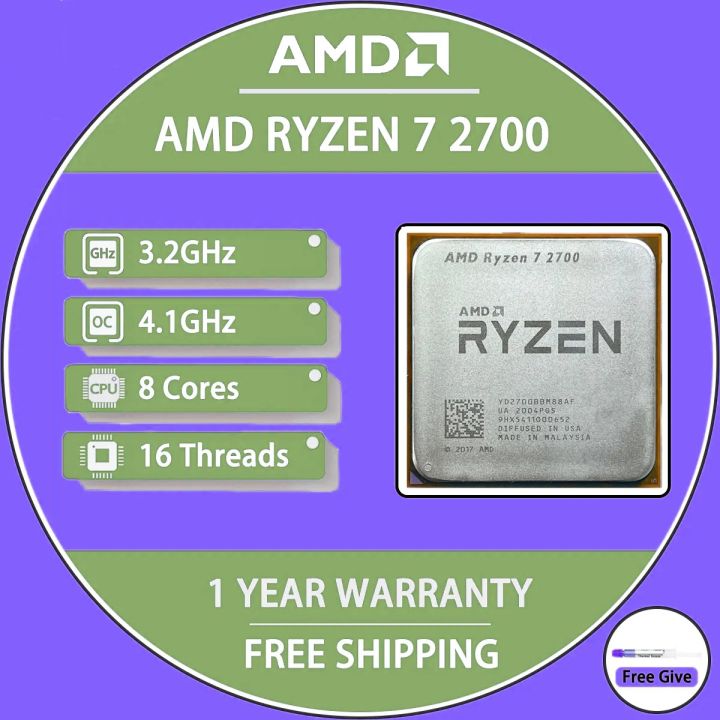 AMD Ryzen 7 2700 2700 3.2 ghz r7 oito núcleos cpu processador l3 = 16 m ...