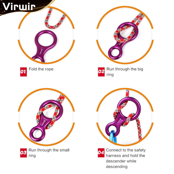 🔥[Ready stock]XINDA 35KN 8 Ring Rock Climbing Descender Escape Rope Descent Device Rock Climbing ...