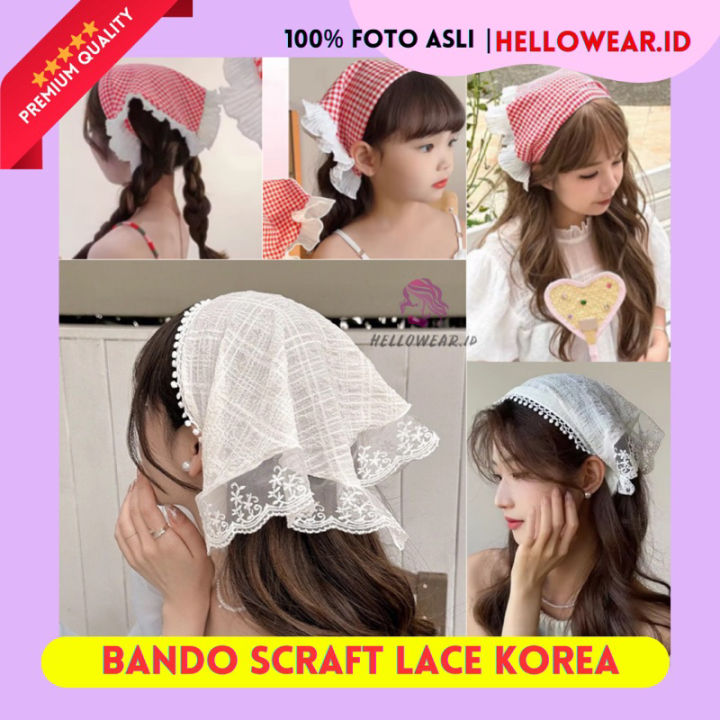 Bando Korean Scarf Lace / Bando Korea Syal Estetik / Bandana / Bando ...