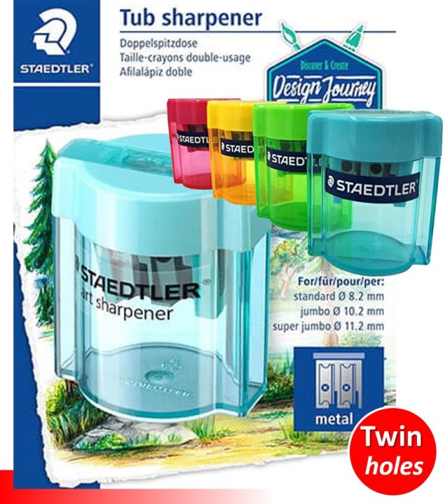 Staedtler Design Journey Double Pencil Tub Sharpener 2 Holes Normal and ...