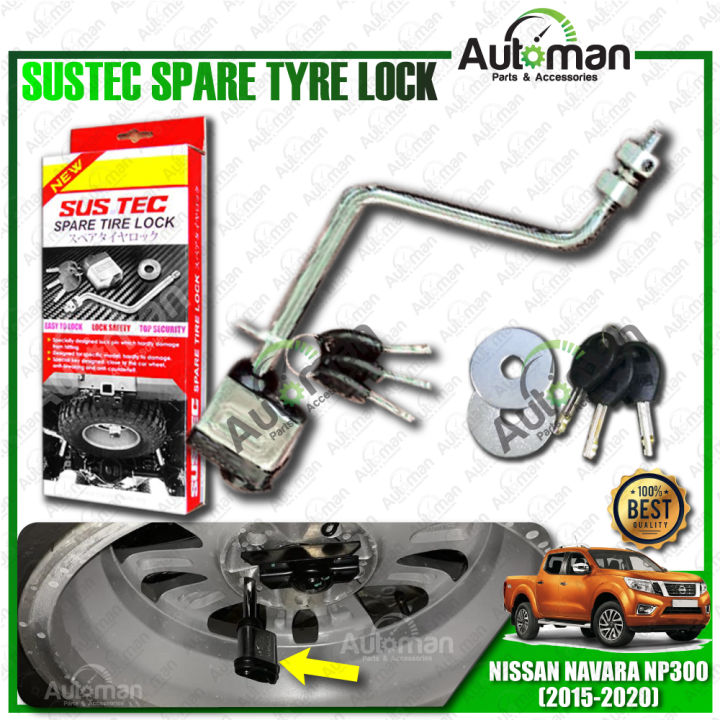 SUSTEC Nissan Navara NP300 2015 - 2020 Spare Tire Wheel Lock Anti-Theft ...