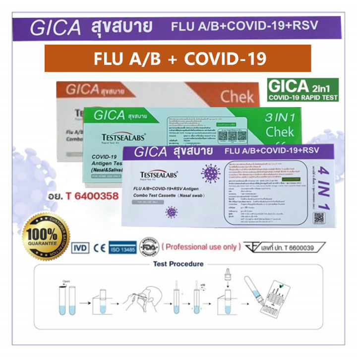 GICA 3IN1(ม่วง) / GICA 3IN1(ส้ม) / GICA ATK(เขียว) ชุด ตรวจ โควิด19 ...
