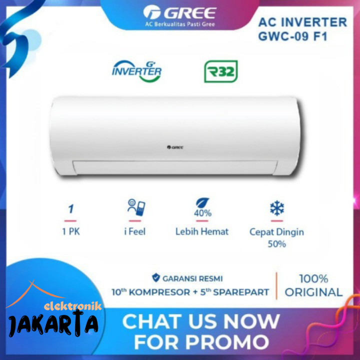 GREE AC 1 PK INVERTER F1 SERIES NEW MODEL + PASANG FREE PIPA 4 METER ...