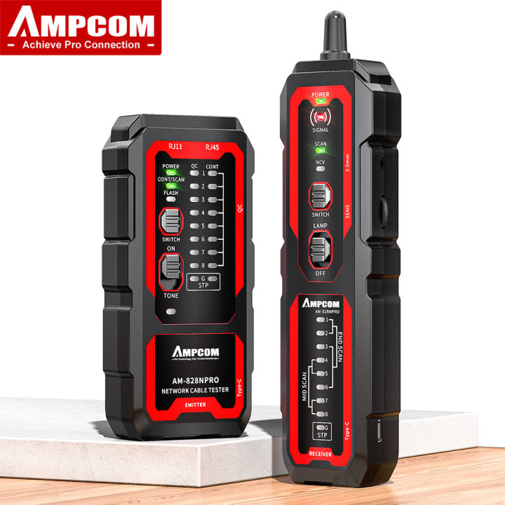 AMPCOM Network Cable Tester, USB Charging, Test on PoE, NCV, Ethernet ...