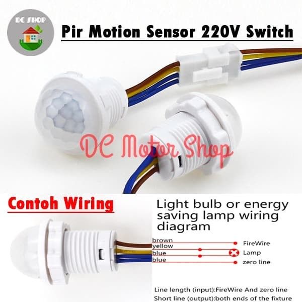 Saklar Otomatis Sensor Gerak /PIR Motion Sensor Detector 220V AC 220 V ...