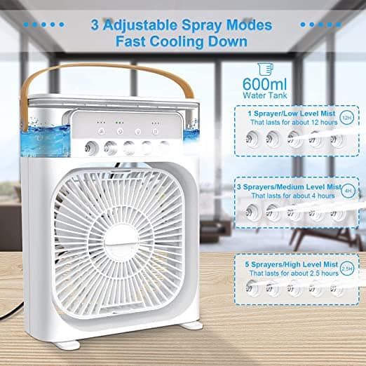 ALS Mini Portable Air Cooler Desk Fan USB Operated Personal Cooler With ...