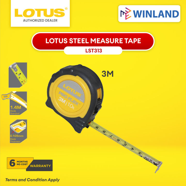 LOTUS by Winland Steel Measuring Tape (Rubber) Measure Tape 3M / 10" LST313 * WINLAND * | Lazada PH