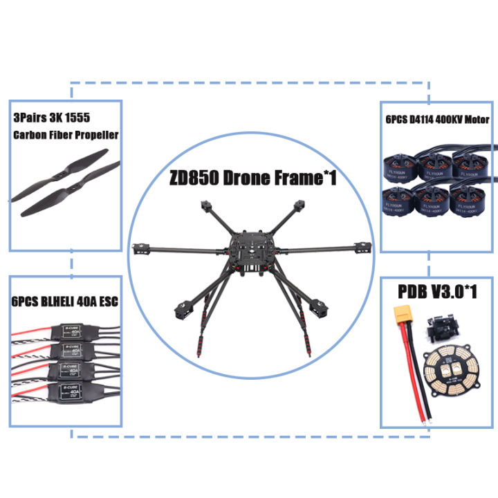 Rctosky ZD850 Pixhawk 2.4.8 M8N Full Carbon Fiber 850Mm Hexa-Rotor ...