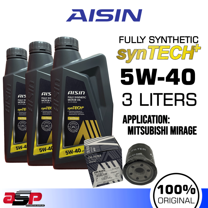 AISIN 5W-40 synTECH+ Fully Synthetic Engine Oil 3 Liters Bundle for ...