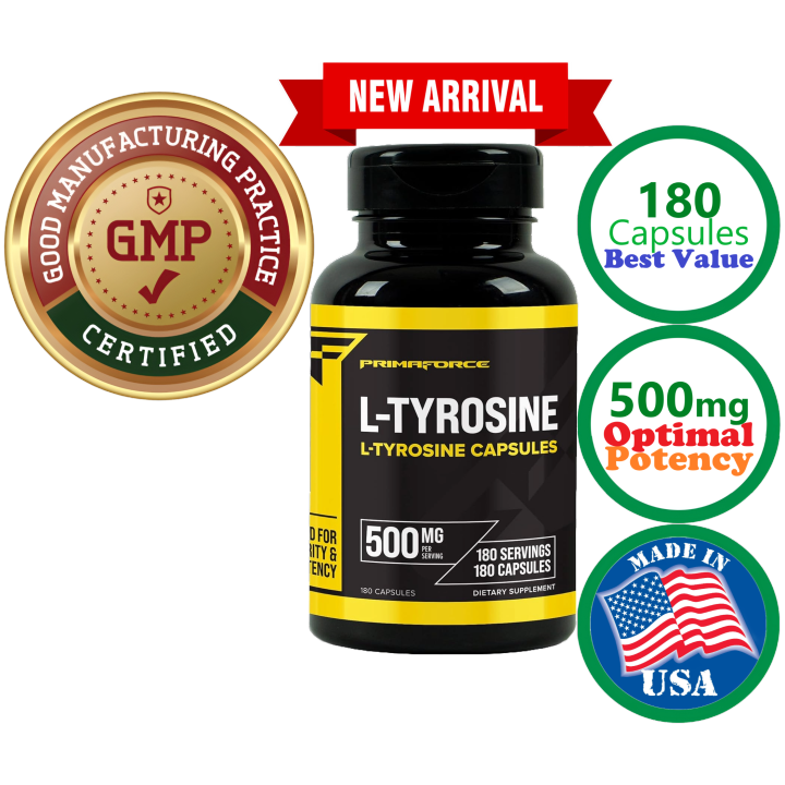 Real L-Tyrosine (L Tyrosine) 120 Capsules 500mg Essential Amino Acid ...