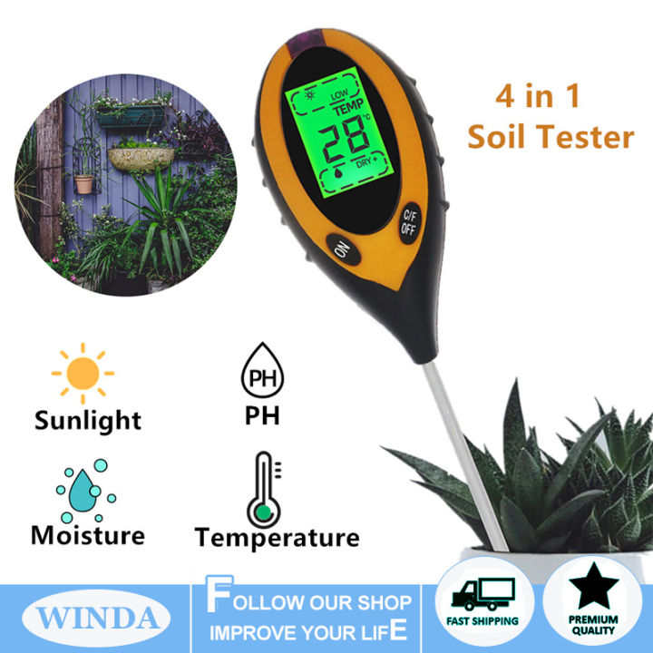 4 In1 Plant Soil PH Meter Moisture Tester Light Analyzer Temperature ...