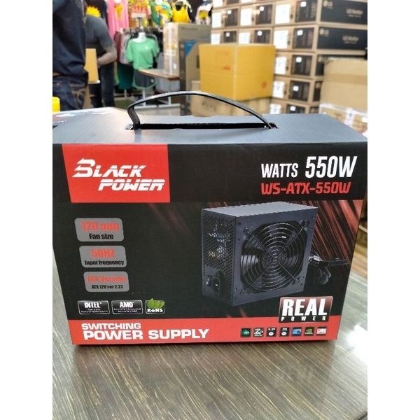 POWER SUPPLY (อุปกรณ์จ่ายไฟ) BLACK POWER WATTS 550 WS-ATX-550W (GPS-001) (พร้อมสายไฟ ac) รับ ...