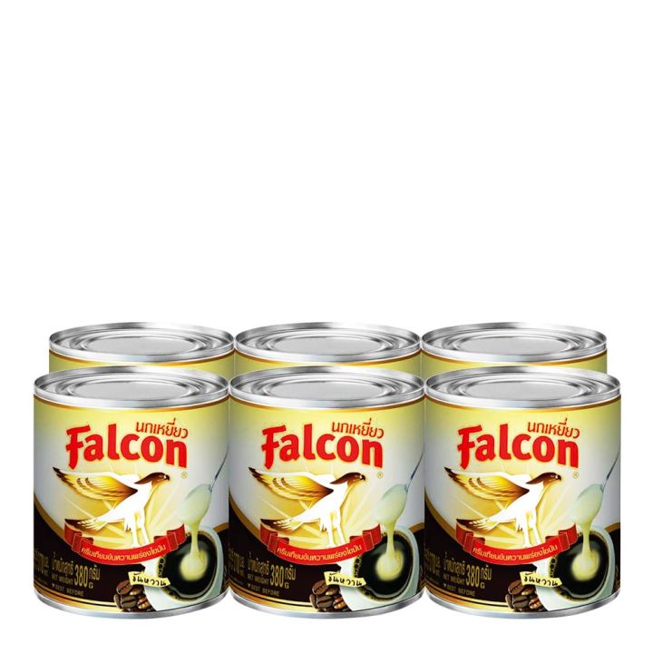นกเหยี่ยว ครีมเทียมข้นหวาน 380 กรัม x 6 กระป๋อง Falcon Sweetened ...