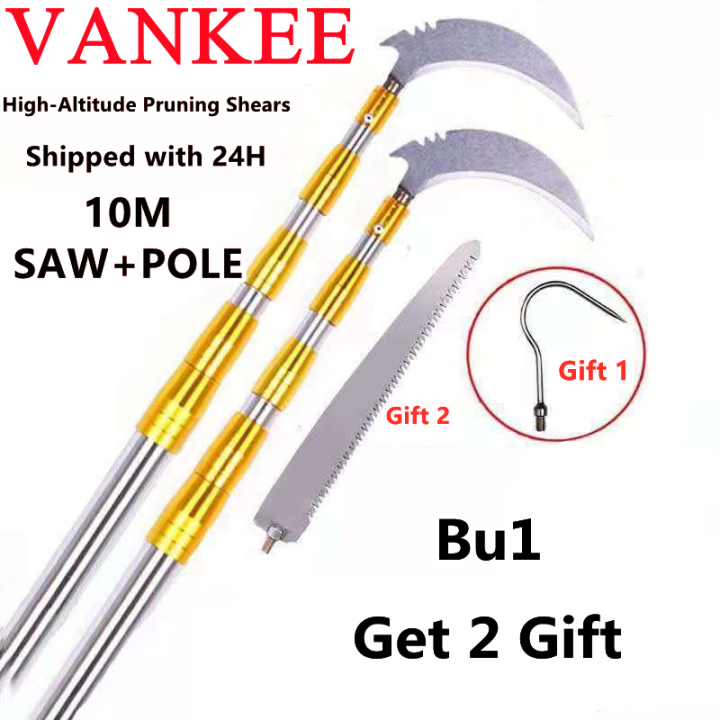 VANKEE 10M Tree Pruner with Saw Pruner Cutter with Telescopic Pole High ...