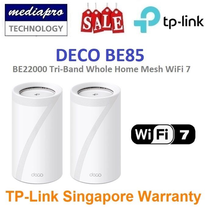 TP-LINK DECO BE85 2-Pack BE22000 Tri-Band Whole Home Mesh WiFi 7 System ...