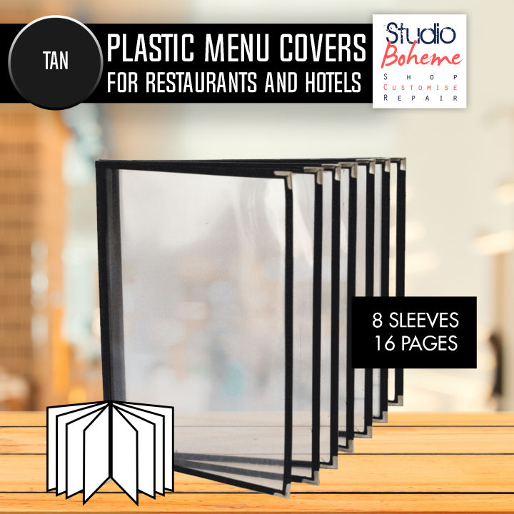 8 Sleeves 16 pages Clear Plastic Cover food menu folder for restaurants ...