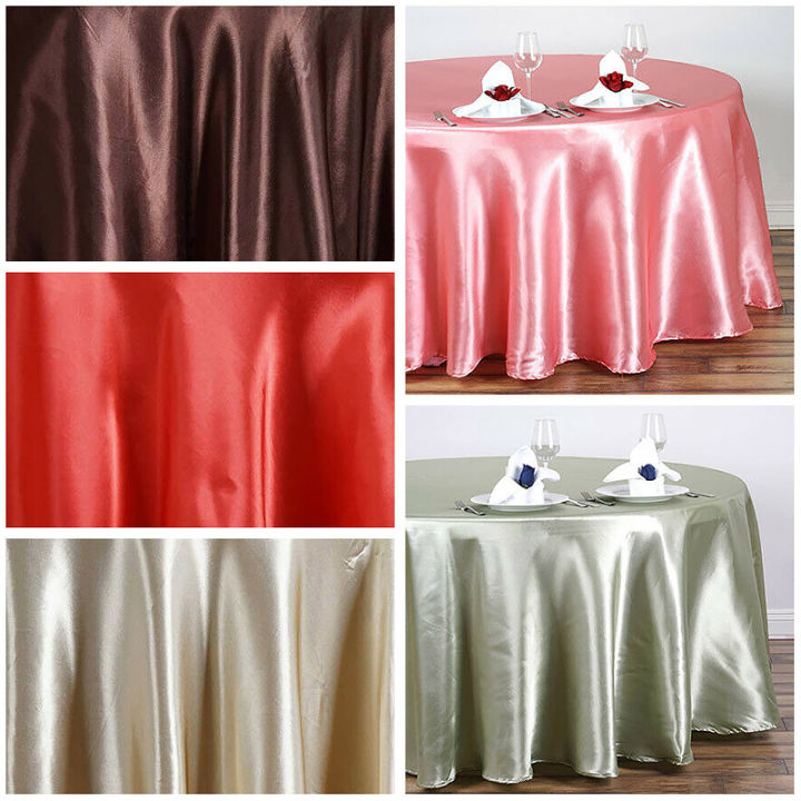 SHICHENG 1pcs 145cm Round Silk Satin Wedding Party Table Cover Luxury ...