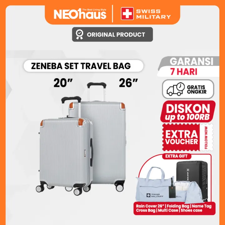 Swiss Military Suitcas Zeneba SET Silver (26 & 20) | Lazada Indonesia