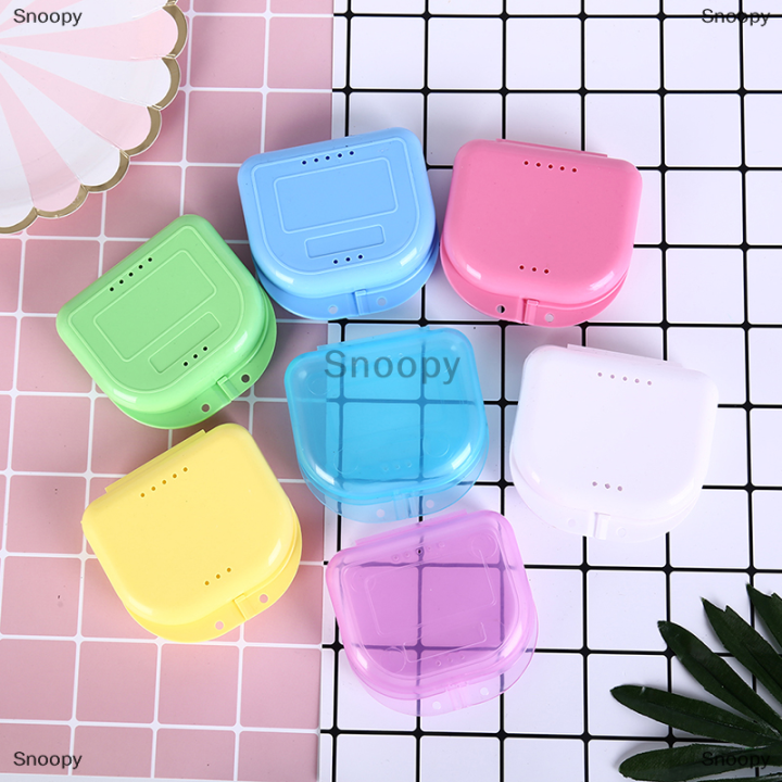 Snoopy ทันตกรรมจัดฟัน Retainer denture กล่องเก็บของ mouthguard ภาชนะ ...