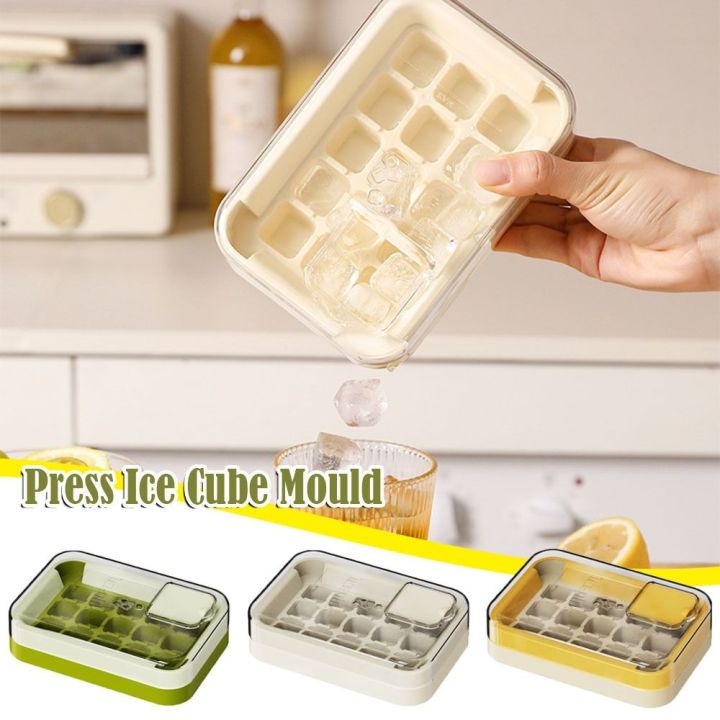 HELUVK Food Grade Ice Cube Mould Press 15 Grid Ice Compartment DIY ...