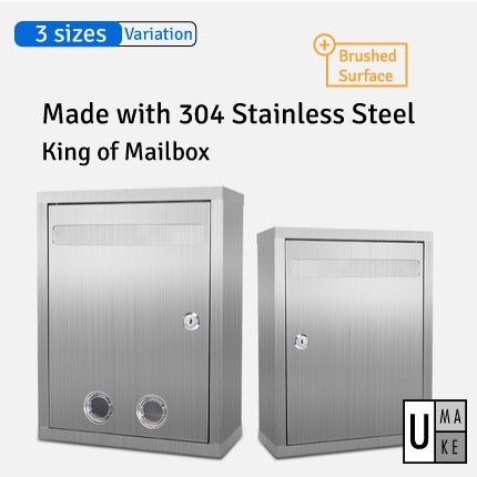 UMAKE 304 Stainless Steel Letter Box Key Locker Mailbox Waterproof Home ...