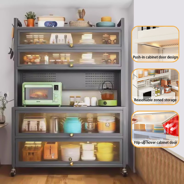 Cabinet With Wheels Storage Rack Kitchen Organizer Carbon Steel Kitchen ...